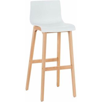 Clp Tabouret de bar en plastique et bois h&ecirc;tre - Hauteur dassise 77 cm - Design moderne avec repose-pieds int&eacute;gr&eacute; - Montage facile