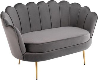 Pascal Morabito Pascal Morabito - Canapé 2 places coquillage en velours anthracite dandelion de