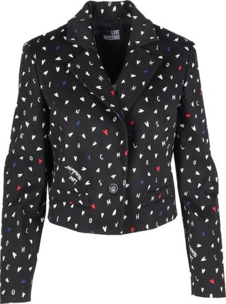 Love Moschino Femme, Vestes, Noir, Taille: 36 FR Blazer Imprim&eacute; Coeurs