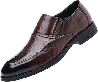 Generic Mocassins en cuir pour homme avec talon bloc, doublure confortable et respirante, semelle en caoutchouc durable, chaussures décontractées pour le trav