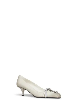 Prada Antique-Finish Leather Pump - Ivory
