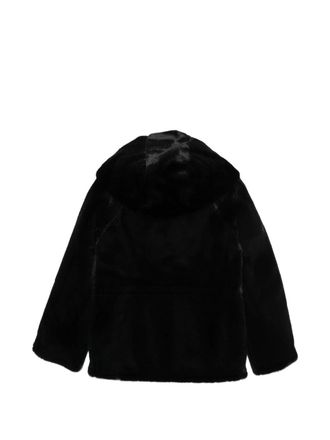 Emporio Armani Faux Fur Hooded Coat - Black