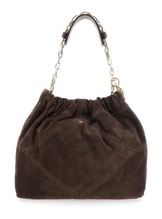 BA&SH Womens Shoulder Bag June Brown Suede