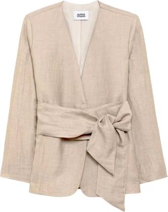 Alpha Studio Femme, Vestes, Beige, Taille: 40 FR Blazer en Lino