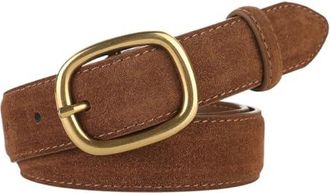 Generic Ceinture tendance en daim de vachette pour femme en cuir véritable de 2,8 cm de large avec boucle en métal pour femme, ceinture assortie pour jeans, c