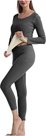 Generic Ensemble de bretelles &agrave; manches longues et col rond - Ensemble chaud et doux - Sous-v&ecirc;tements thermiques pour homme, gris fonc&eacute;, XXL