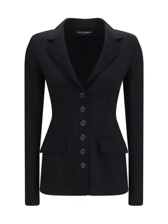 Dolce & Gabbana Single-Breasted Stretch Wool Blazer - Black