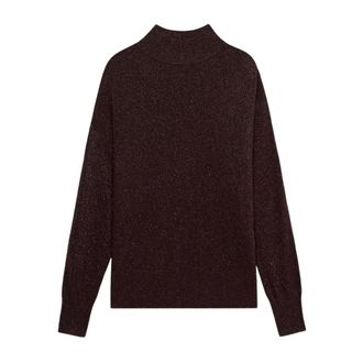 Oltre Femme, Pulls, Rouge, Taille: 38/40 FR Col roul&eacute; en maille cachemire et lurex