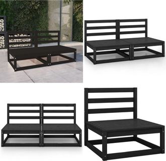 vidaXL Gartensofa 2-Sitzer Schwarz Massivholz Kiefer - Gartensofa - Holzsessel - Kiefernholz Möbel - Gartenmöbeln - Außenbereich - Home & Living