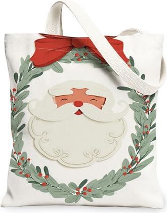 Generic Sacs fourre-tout en toile de No&euml;l, motifs festifs de P&egrave;re No&euml;l, sacs de courses r&eacute;utilisables, mignons, d&eacute;coratifs, respectueux de lenvironnement, toi