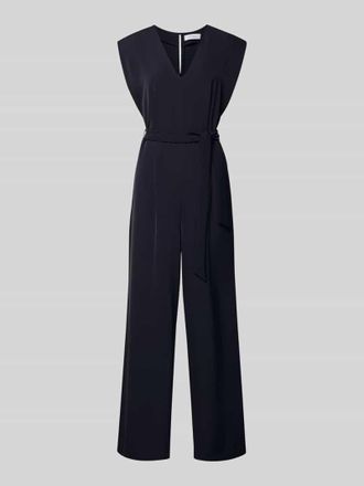 Comma Jumpsuit mit V-Ausschnitt und Bindeg&uuml;rtel