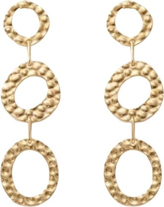 Dansk Copenhagen SOL Waterproof 18K Gold Plated Statement Earrings - Hammered Stainless Steel - - Accessories - Damen - Gelb - ONE SIZE