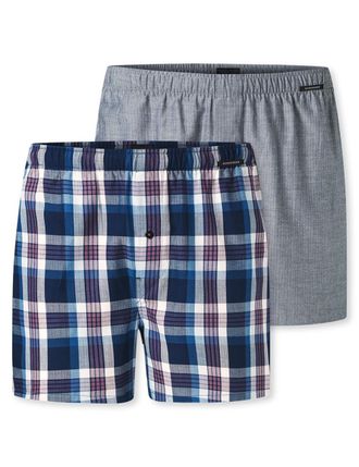Schiesser Herren 2 Pack Boxershorts Baumwolle Web Multipack - Webboxer, Sortiert 3_183215, 10