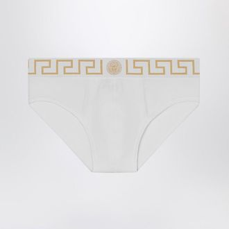 Versace White briefs with Greca border