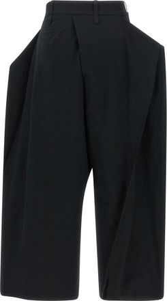 Issey Miyake Architectural Draped Panel Shorts - Black