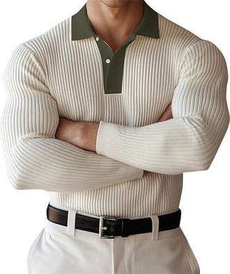 Generic Sweat-shirt gaufr&eacute; pour homme, couleur unie, haut &agrave; manches longues, col &agrave; revers, chemise surdimensionn&eacute;e, confortable, v&ecirc;tement de travail respirant