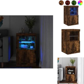 vidaXL Armoire latérale avec lumières led chêne fumé bois dingénierie - Meuble De Rangement - Armoire - Meuble tv - Luminaire Led - Décoration Intérieure