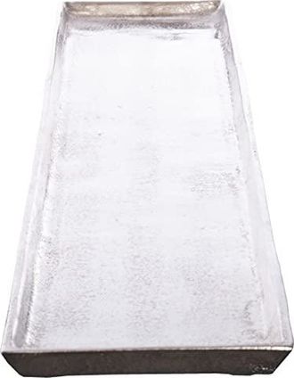 Brandsseller Plateau d&eacute;co env. 75 x 13 cm Assiette Bol D&eacute;coration Dessous de plat Aluminium rectangulaire - Argent&eacute;