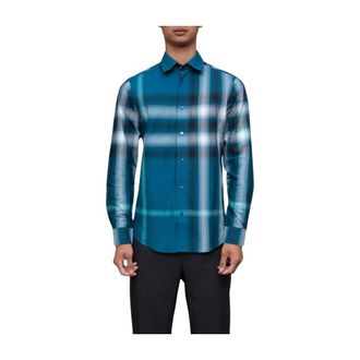 Burberry Chemise &agrave; manches longues Claverdon - Homme - Chemises - Bleu - Taille: XL
