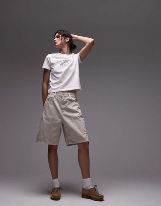 Carhartt Work in Progress Brandon - Locker geschnittene Jeans-Shorts in Beige-Neutral