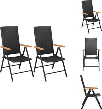 vidaXL Vidaxl - Chaises empilables de jardin lot de 2 Résine tressée Noir - Chaise De Jardin - Fauteuil De Jardin - Mobilier De Jardin - Chaise Pliable
