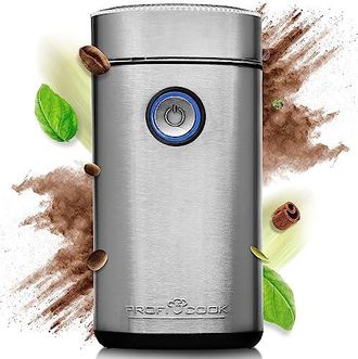 Profi Cook ProfiCook Kaffeemühle zum mahlen von Kaffeebohnen | Kaffeemühle elektrisch mit 2 - fach Edelstahlmesser | Grinder mit Sichtfenster & 40gr Behälter | e