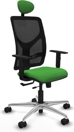 Piqueras y Crespo Schreibtischstuhl mit 1D-Armen, h&ouml;henverstellbare Lendenwirbelst&uuml;tze und festes Kopfteil, ausgestattet mit Syncro/Traslack und Schneideschaum, Schwarz