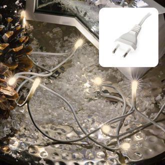 Hellum Lichterkette 10 LED, 1,35m Länge, Lichterkette innen, klassisch warmweiß, 59lm, weiß mit Stecker, für Weihnachtsbaum 579109