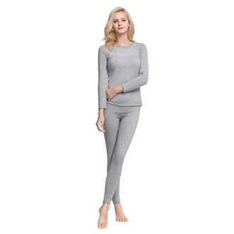 Generic Sous-vêtements de ski pour femme - Sous-vêtements thermiques doux et chauds - Ensemble de sous-vêtements thermiques avec intérieur en polaire et leggi