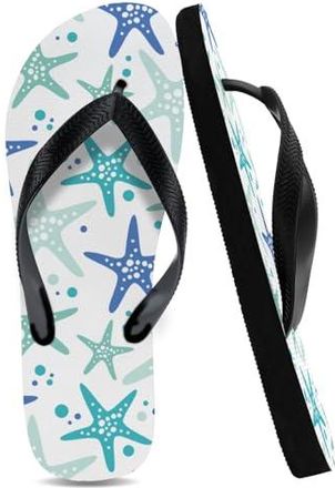 Generic Tongs unisexes pour homme et femme - Sandales de piscine &agrave; semelle plate - Cadeau pour tante, &Eacute;toiles de mer bleu sarcelle, XX-Large
