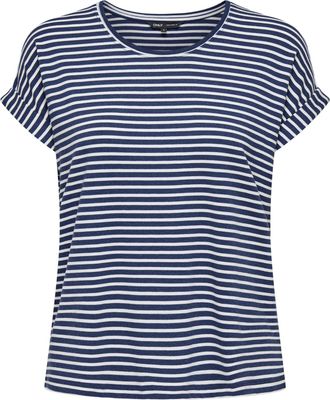 Only Damen Onlmoster Stripe S/S O-Neck Top JRS Noos Basic-Oberteil Mit O-Ausschnitt Und Kurzen &Auml;rmeln F&uuml;r Freizeitkleidung, Naval Academy, XXL