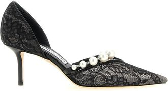 Jimmy Choo London Femme, Chaussures, Noir, Taille: 38 1/2 EU Aurelie 65 Escarpin Pointu en Dentelle
