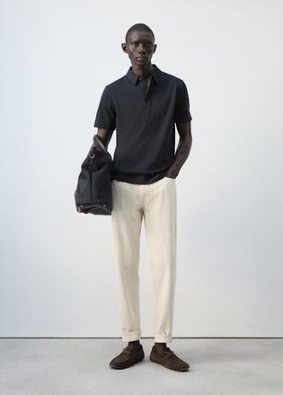 Mango Jean 100 % coton regular-fit cropped blanc cass&eacute; - Homme - 38 - MANGO MAN