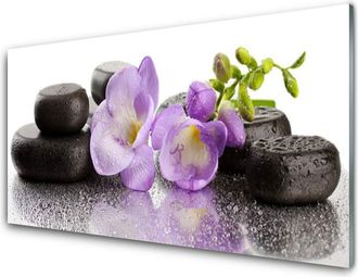 Tulup Glasbilder 100x50cm - Wandbild Druck auf Glas XXL Panorama-Bild Wandbilder aus Echt-Glas Sicherheitsglas Kunstdruck f&uuml;r K&uuml;che Wohnzimmer Blumen Steine