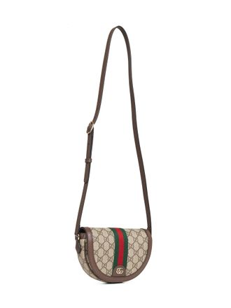 Gucci Womens Small Shoulder Bag Ophidia Beige-Dark Brown Polyurethane Handbags Hand