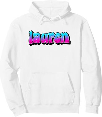 BDAZ Lauren Graffiti Personalisierter Name Blau Rosa Frauen M&auml;dchen Pullover Hoodie