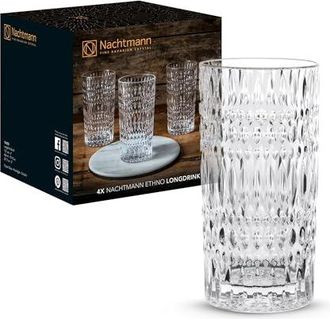 Nachtmann Longdrinkgläser 434 ml, 4 Stück, Ethno, 104250, Cocktailgläser aus Kristallglas, Trinkgläser spülmaschinenfest