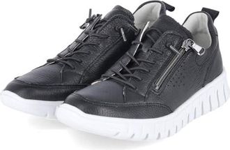 Waldl&auml;ufer 916003-169/001 Chaussures basses orthop&eacute;diques &agrave; lacets en cuir lisse pour femme Noir, Noir, 37.5 EU