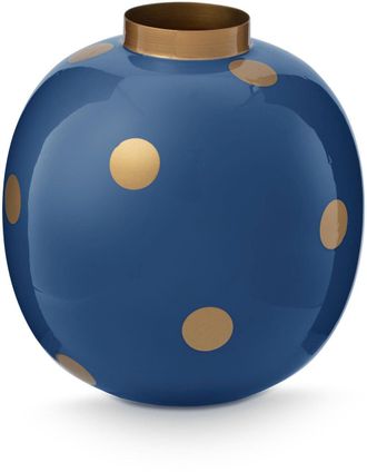 Pip Studio Vase Metall Punkte Navy/Gold 23cm