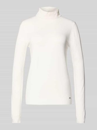 More & More Rollkragenpullover aus Viskose-Mix mit Label-Detail