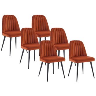 Vente-Unique Lot de 6 chaises en velours et m&eacute;tal - Terracotta - ELEANA