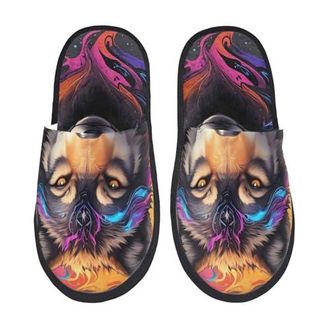 Generic Chaussures De Maison T&ecirc;te De Loup Color&eacute;e Shoes Pour Femme Et Homme Pantoufle Antid&eacute;rapantes Slippers Pour Piscine H&ocirc;tels Chambre &Agrave; Coucher L