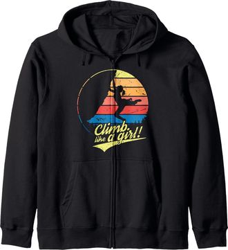 Jimbeels Motivation zum Klettern im Retro-Stil Klettern wie EIN M&auml;dchen Kapuzenjacke