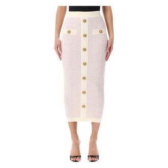 Balmain Long Buttoned Tweed Skirt - - Skirts - Damen - Rosa - XS
