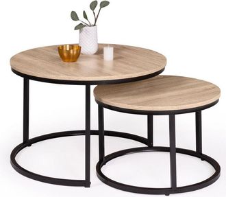 IDMarket Idmarket - Lot de 2 tables basses gigognes detroit rondes 54/70 design industriel