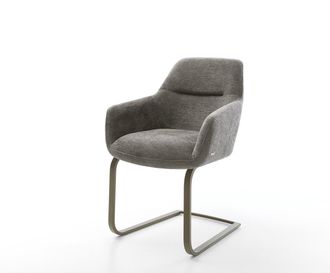 DELIFE Freischwinger Pejo-Flex Boucl&eacute; Soft Schlamm Freischwinger flach Effektfinish Titan Taschenfederkern, Esszimmerst&uuml;hle