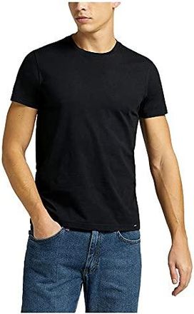 Lee Twin Pack Crew T-shirt Homme, Noir, S