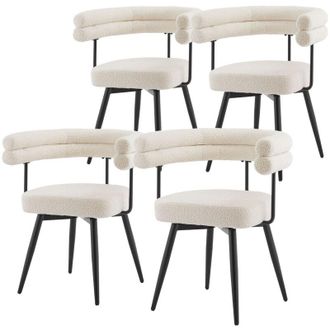 ML Design ML-Design Esszimmerst&uuml;hle drehbar 4er Set Beige in Teddy-Stoff, Wohnzimmerstuhl mit Arm- und R&uuml;ckenlehnen, 360&deg; Drehstuhl, Polsterstuhl mit