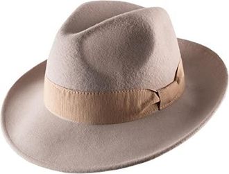 Classic Italy Chapeau Fedora Pliable, imperméable, Feutre Homme ou Femme Fedora - Taille 57 cm - Creme
