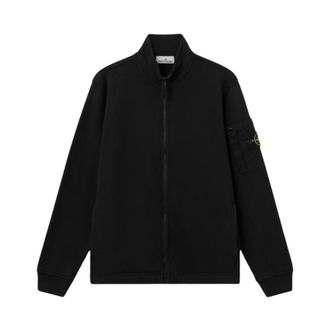 Stone Island Homme, Sweatshirts et sweats &agrave; capuche, Noir, Taille: 2XL Veste de surv&ecirc;tement en molleton de coton